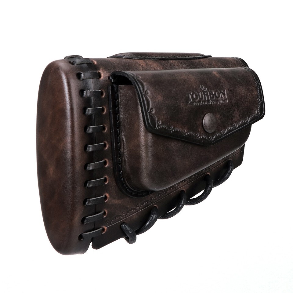 TOURBON Leather Rifle Cheek Rest w/Side Pouch Shotgun Recoil Pad ...