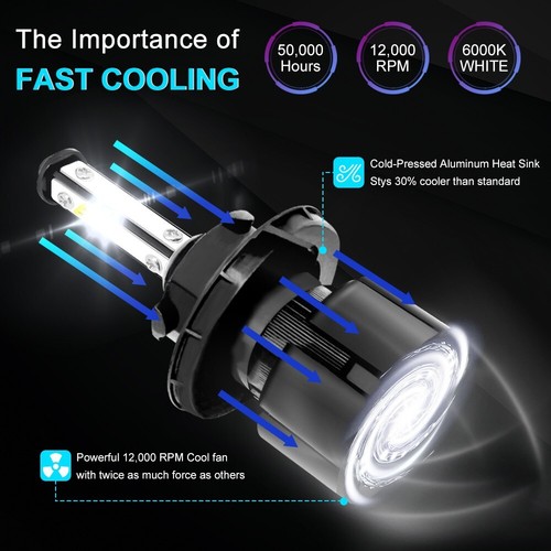 2x H13 9008 2000W 300000LM COB LED Headlight Bulb Kit High Low Beam ...