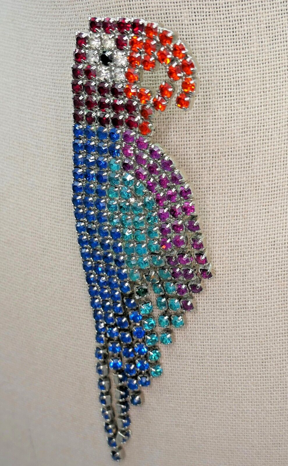 DOROTHY LEE BAUER Parrot Brooch Austrian Crystals Large Multi-Colored ...