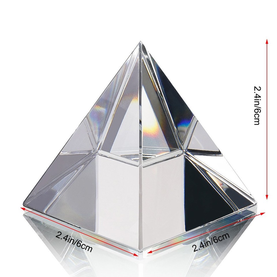 Crystal Pyramid Figurine Collectible Transparent Color Prism Desk ...