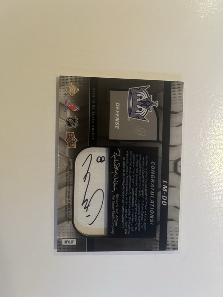 2009-10 UD Black Lustrous Materials Jersey Auto Drew Doughty /50 #LM-DD ...