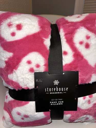Storehouse Halloween Seasonal Hot Pink Ghost Blanket Throw Pillow 👻Set of 2. | eBay