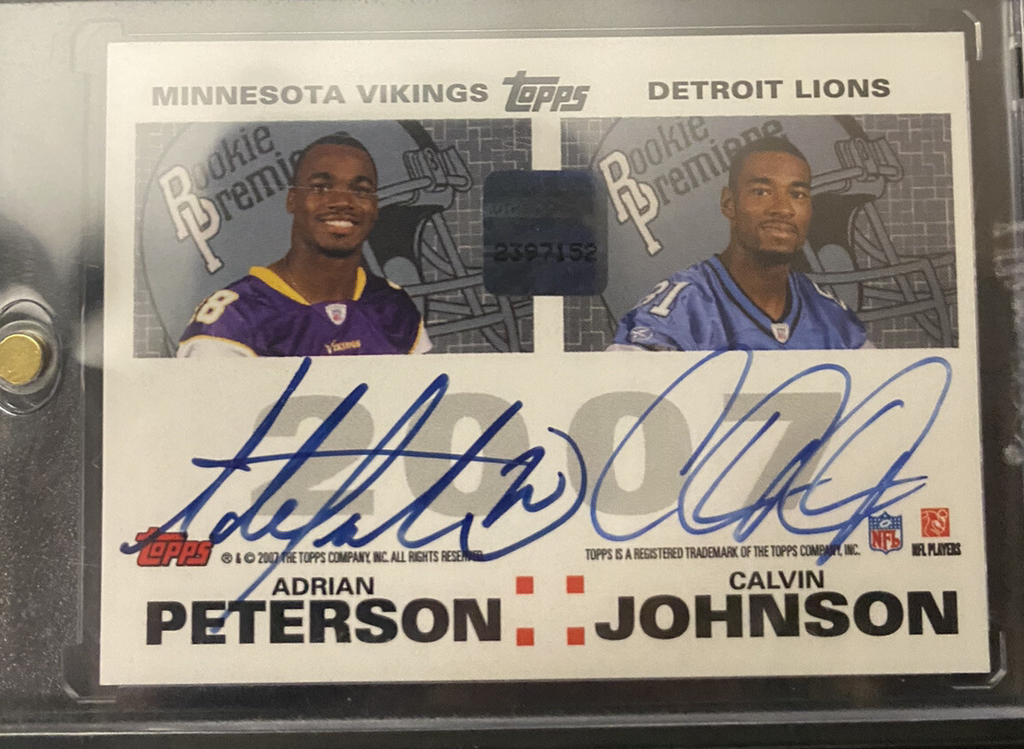 2007 Topps Adrian Peterson Calvin Johnson 4 Player Rookie Autograph ...