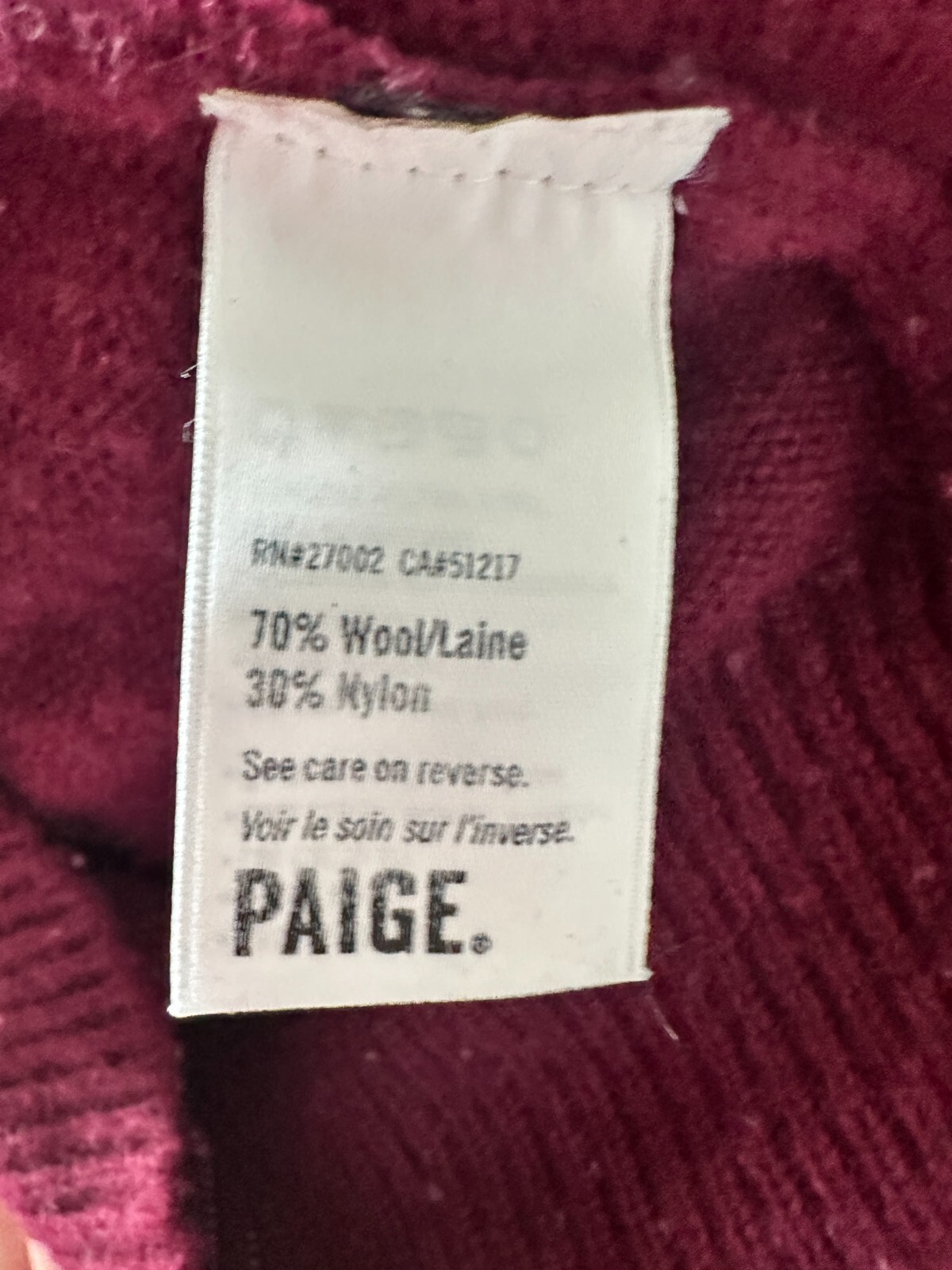 Paige Raundi Cutout Turtleneck Sweater Fig Red Size Small Wool | eBay