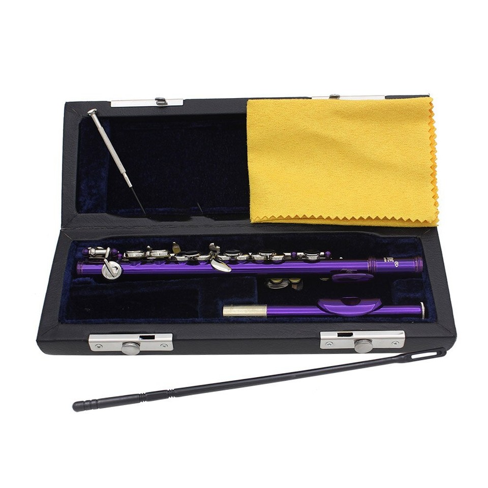 flute white brass with leather case Piccolo 16 holes with E key ...