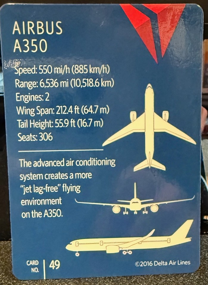 Delta Air Lines A350 #49 Trading Card | eBay
