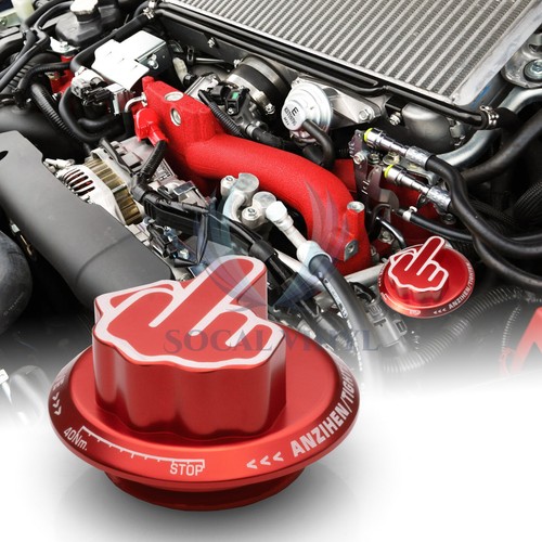 Red Middle Finger Novelty Engine Oil Filter Tank Cap Cover Aluminum For ...