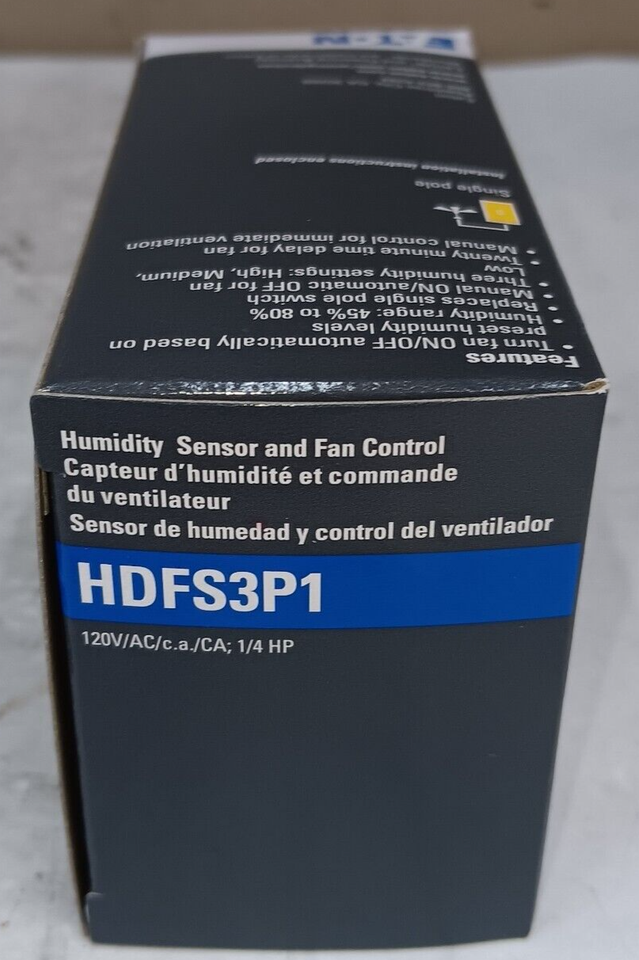 NEW EATON HDFS3P1-W HUMIDITY SENSING FAN CONTROL SWITCH MANUAL/AUTO ...