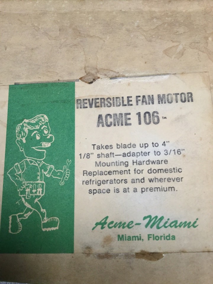 Acme Reversable Fan Motor 106 | eBay