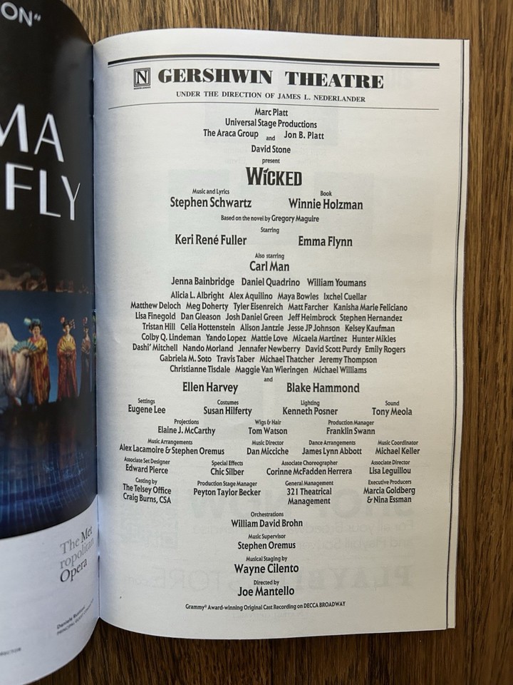 Wicked Broadway Musical Playbill March 2026 Carl Man Emma Flynn Keri ...