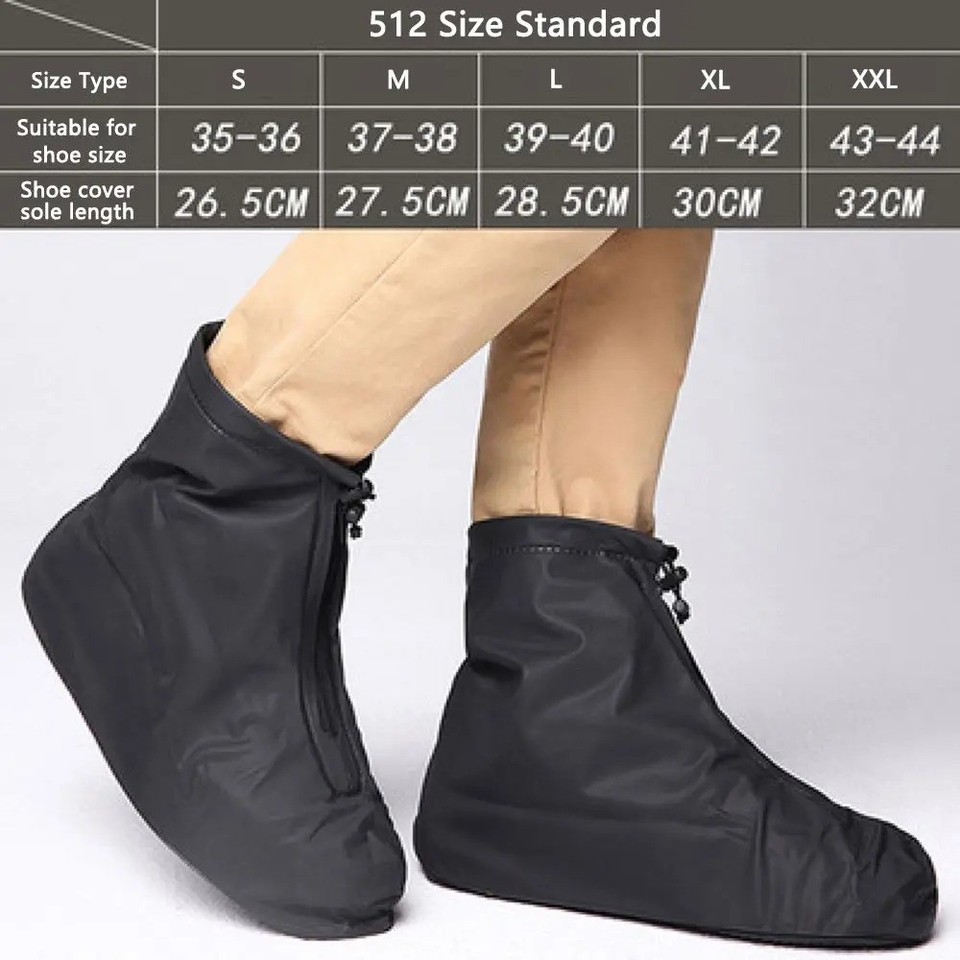 Waterproof Rain Shoe Covers Reusable PVC Zipper Galoshes for Cycling ...