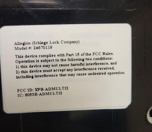 Allegion Schlage 24670119 Smart Card Reader Module Keyless Entry MT2 ...