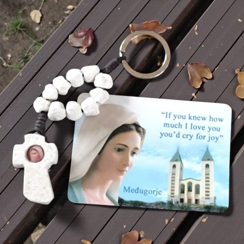 One Decade Keychain Keyring ROSARY Medjugorje Apparition Hill Stone ...