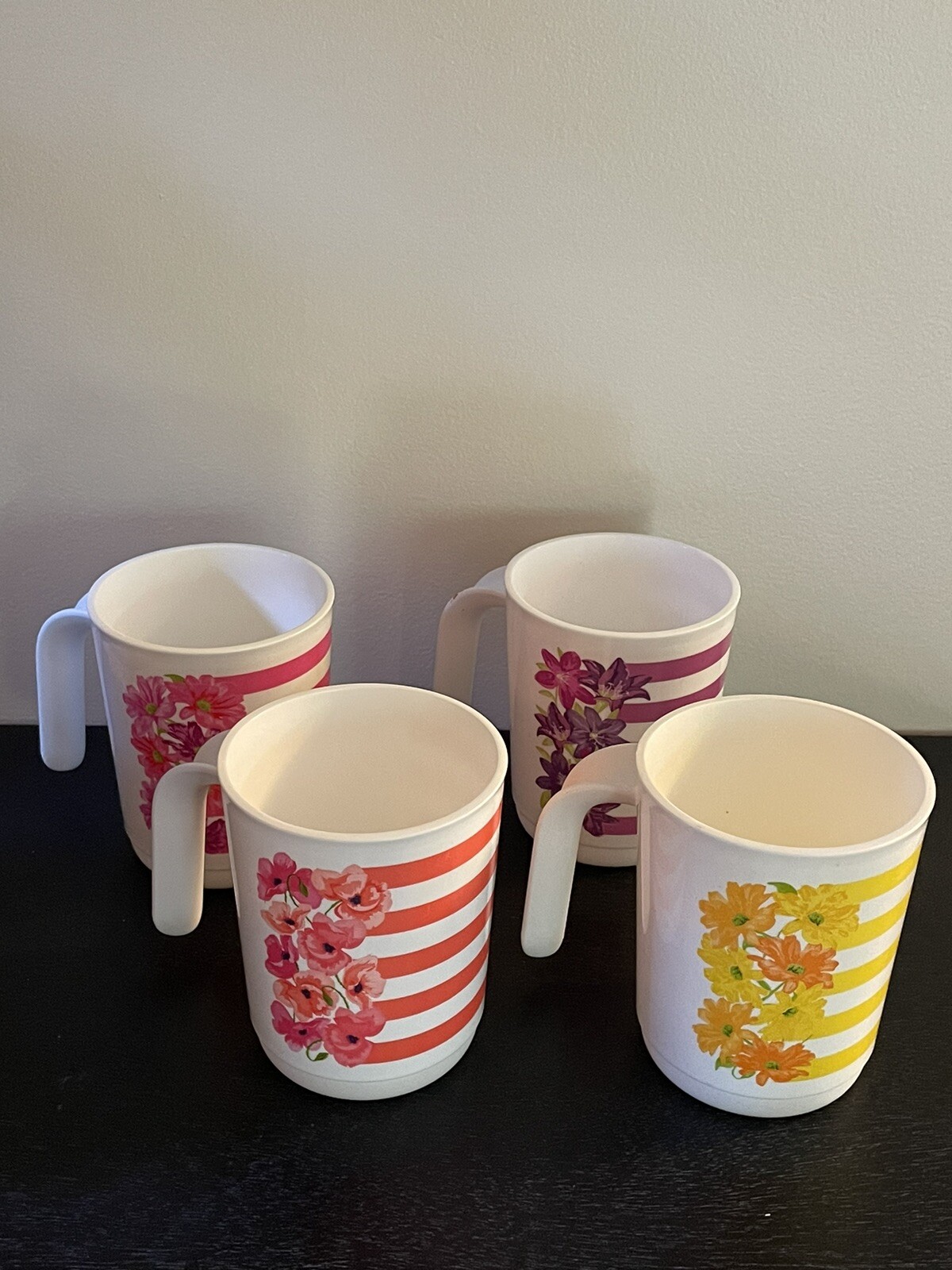 Tupperware Floral Flowers Set of 4 Mugs | eBay