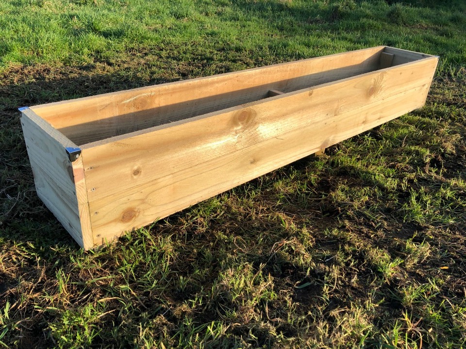 wooden garden planter 2ft to 6ft Rustic LARGE JUMBO Long Timber Flower ...