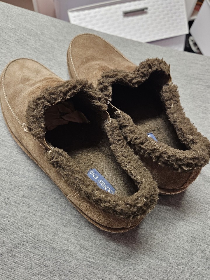 Lands End Shoes Women's 8 B Brown Suede Shearling Slip On Loafers | eBay