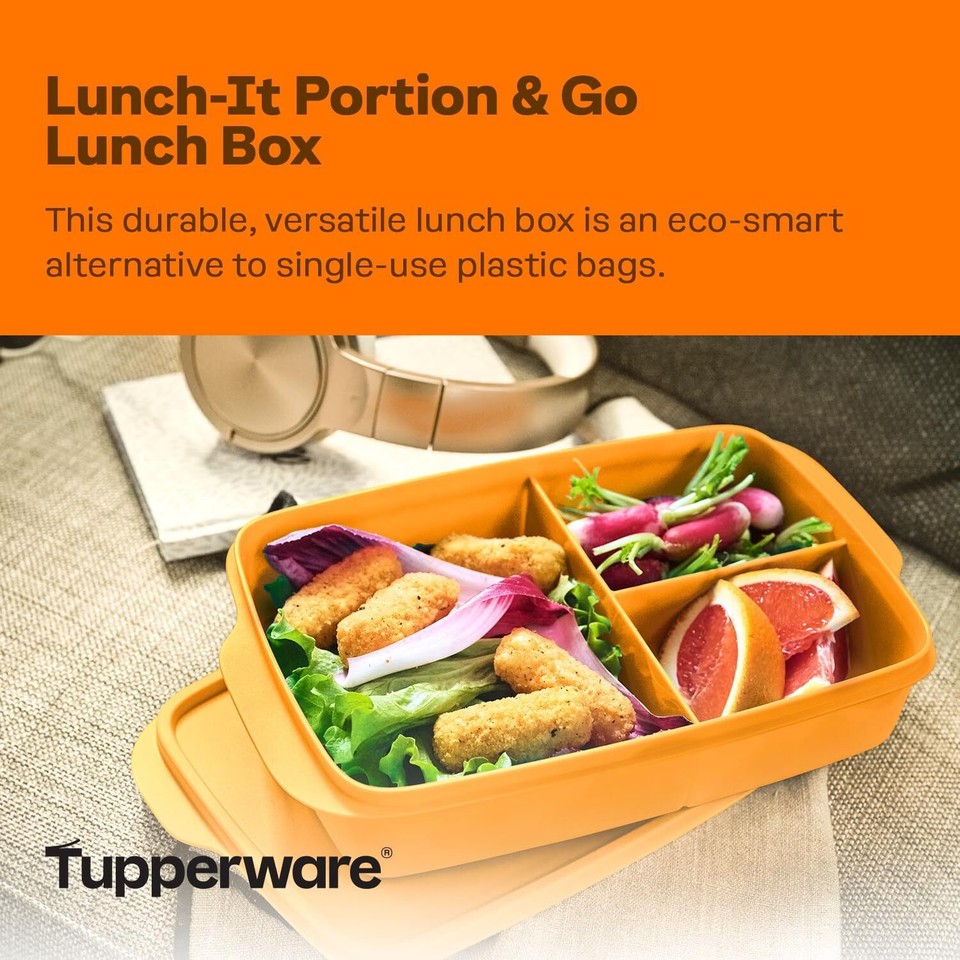 Tupperware Lunch-It Portion & Go Lunch Box - Dishwasher Safe & BPA ...