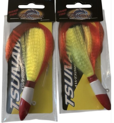 2 BUSTER RED TAIL JIGS. Heavy duty saltwater Hook. Hand tied | eBay