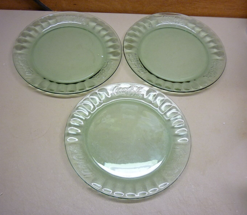 Coca Cola Green Glass Dinner Plates Set of 3 | eBay