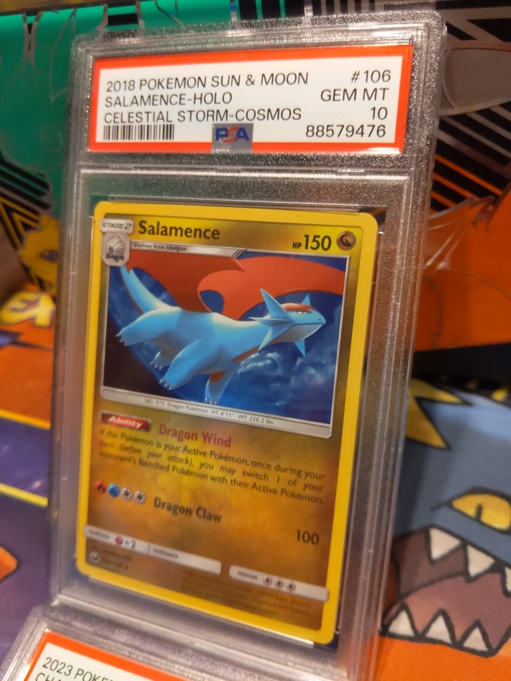 2018 SALAMENCE Pokemon Sun & Moon Celestial Storm Cosmos 106 HOLO PSA ...
