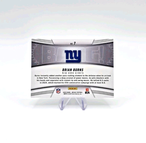 2025 Mosaic Football Brian Burns Silver Mosaic Prizm Bang! #7 New York ...
