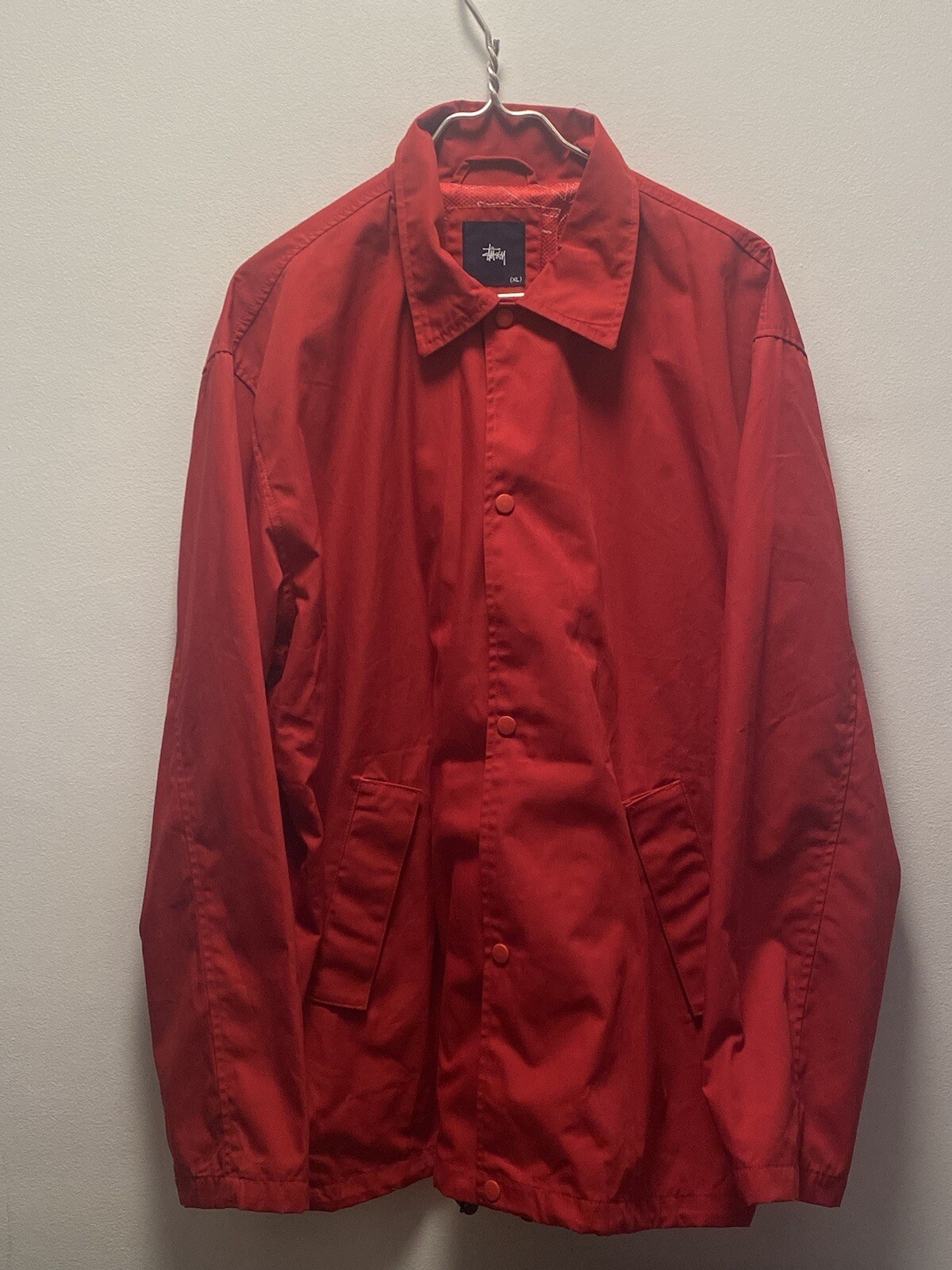 Stussy Classic Coach Windbreaker Jacket Red Mens XL - Gem