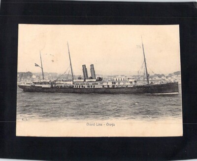 I0187 Transport Ship Orient Line Oroya PU1907 violet shipmark vintage ...