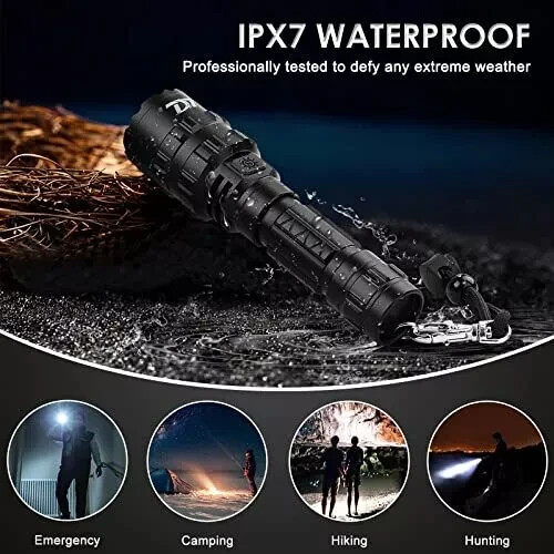 TDT Tactical Flashlight 3000 Lumen LED Tactical Light Comes with IPX7 ...