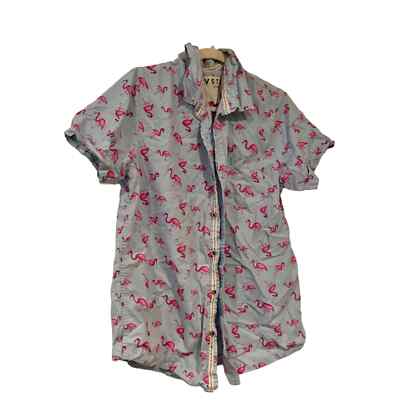 VSTR Premium Button Up Shirt Adult Large Pink Flamingo Mens | eBay