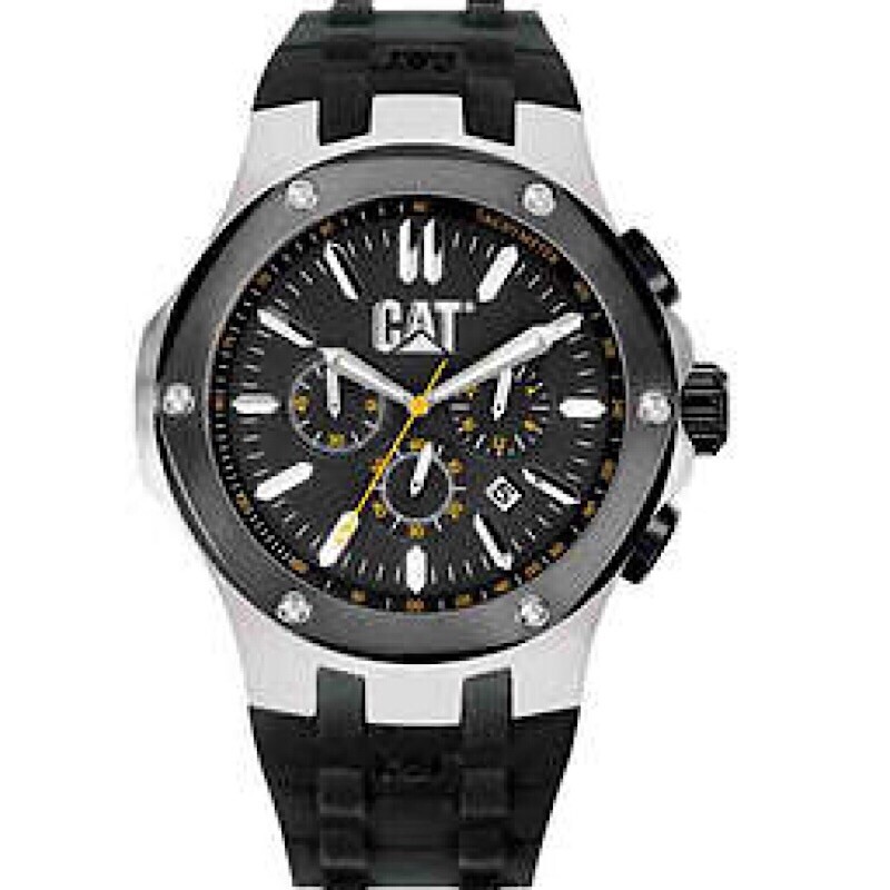 CAT WATCH STRAP, A1.141 , BLACK RUBBER SILVER BUCKLE , CAT STRAP, A11 ...