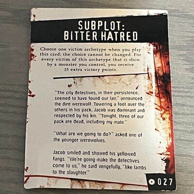 Horrorclix Base Set 027 Subplot: Bitter Hatred Plot Card | eBay