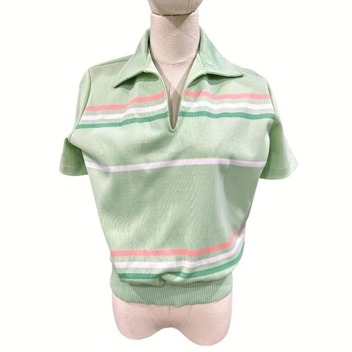Preppy Popover Top LARGE Mint Green Pink Tenniscore Golf Country Club ...