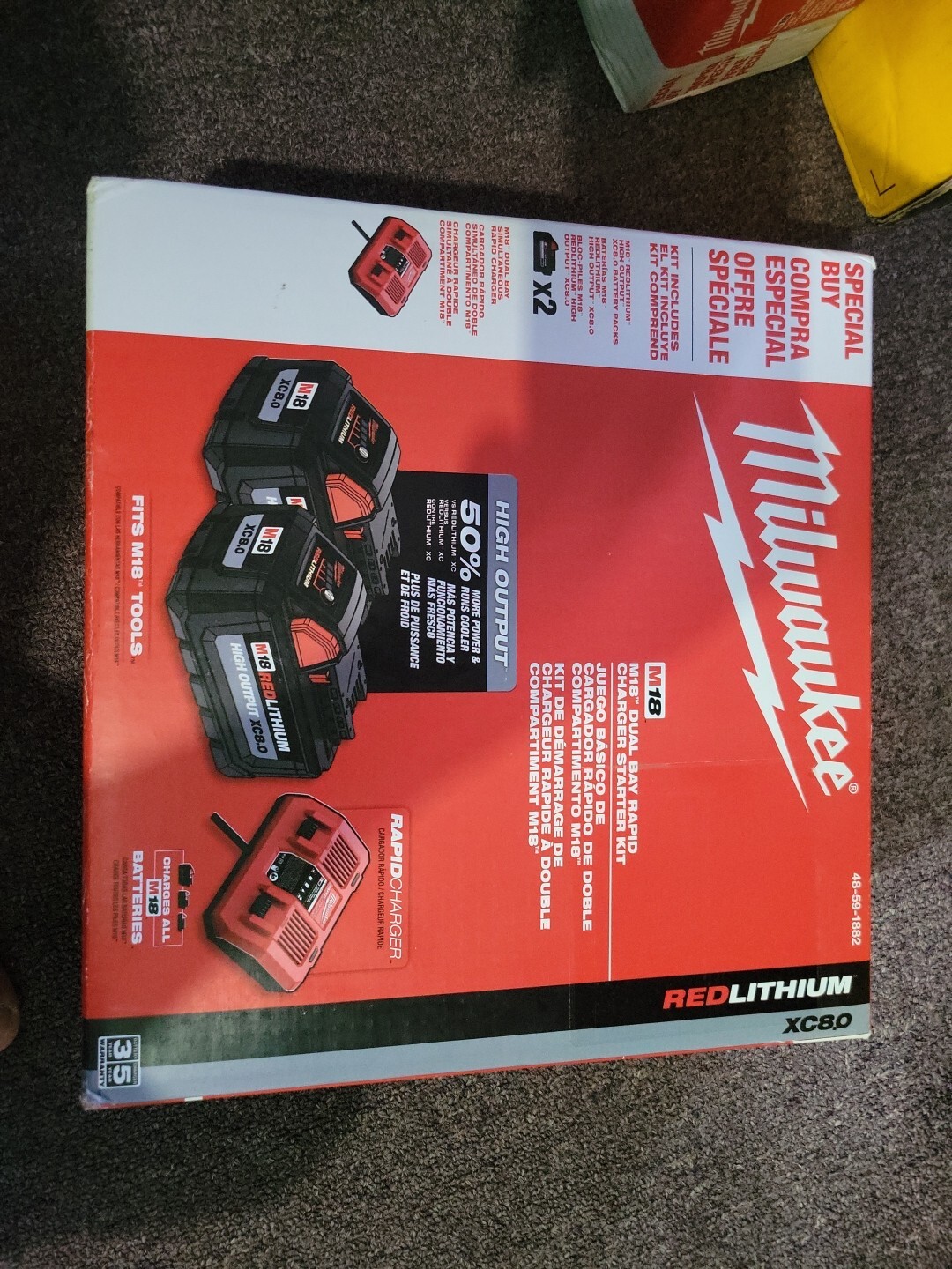 Milwaukee M18 18V 48-59-1882 Lithium-Ion Dual Bay Charger w/ (2) 8Ah ...