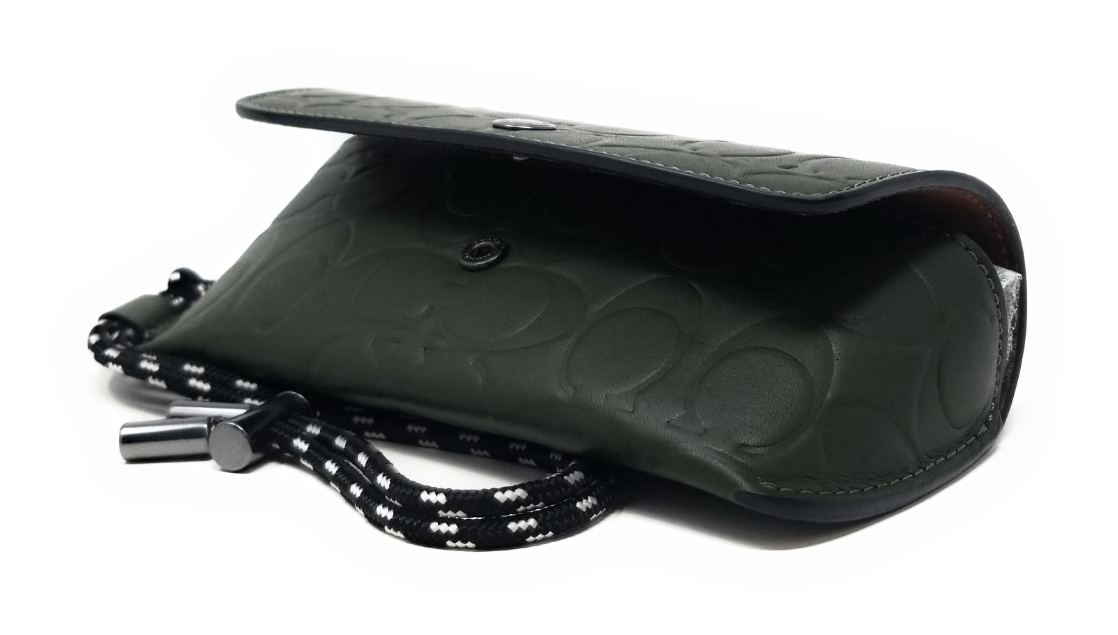 COACH Unisex Dark Shamrock Signature Leather Toggle Strap Sunglass Case ...