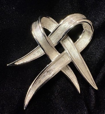Vintage Marcel Boucher Signed Silver-Tone Double Ribbon Brooch #8953 ...