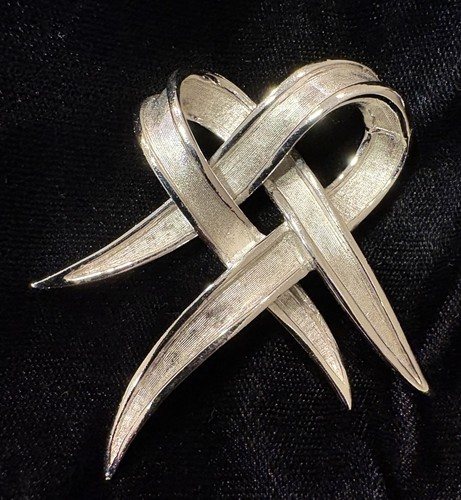 Vintage Marcel Boucher Signed Silver-Tone Double Ribbon Brooch #8953 ...