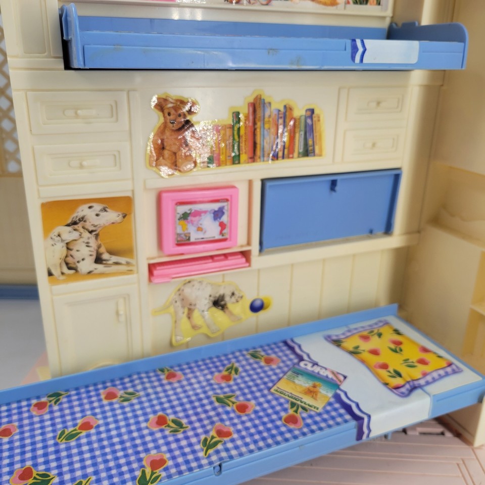 Mattel Barbie 1998 Family Cottage Blue Fold Out Doll House No Sound | eBay
