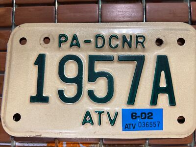 Pennsylvania License Plate ATV PA - DCNR 1957A TAG 06-02 Sticker | eBay