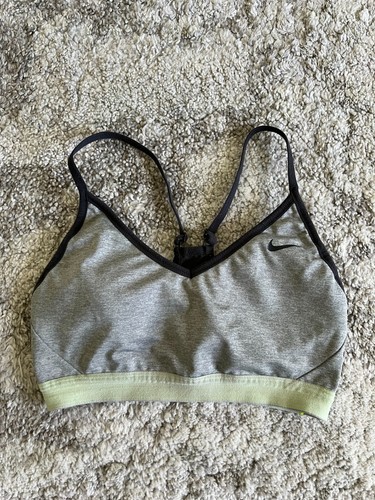 Nike Sports Bra Womens Medium Gray Dri Fit Racerback Gym Yoga Running ...