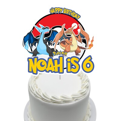 Pokemon Mega Charizard Cake Topper Personalised. Lolly Loot Bag Party ...