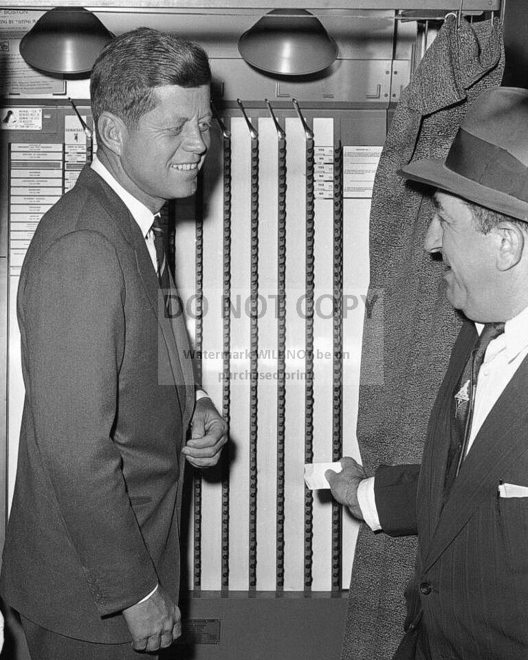 JOHN F. KENNEDY IN THE VOTING BOOTH ON NOVEMBER 8, 1960 - 8X10 PHOTO ...