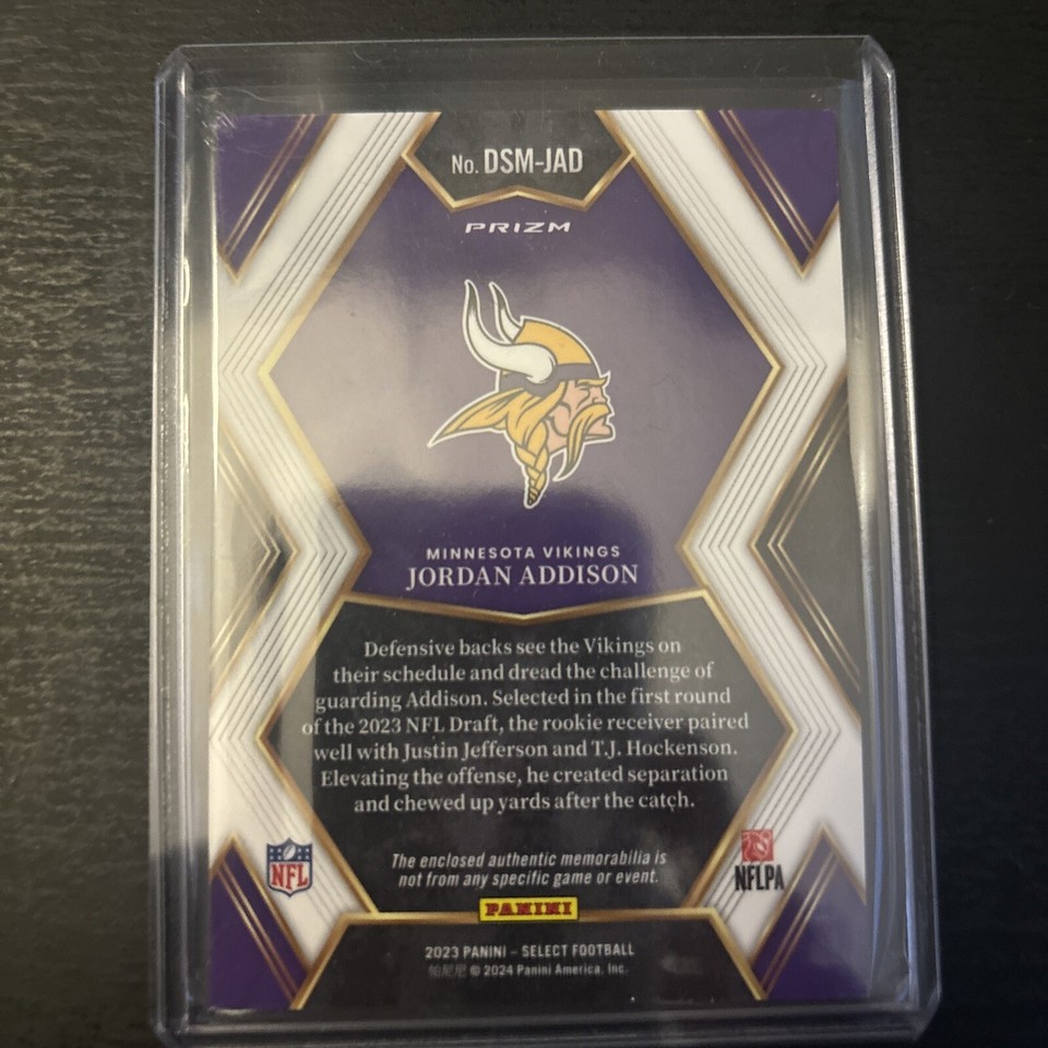 2023 Panini Select Jordan Addison RC #DSM-JAD Draft Selections Patch SP ...