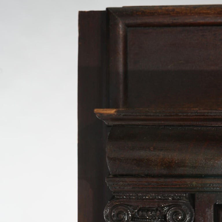 Antique Oak Mirrored Fireplace Mantle, Classical Carved Columns ...
