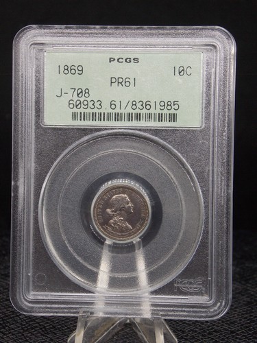 UNITED STATES 1869 DIME J-708 PATTERN SLABBED PCGS GREEN LABEL PR 61 | eBay