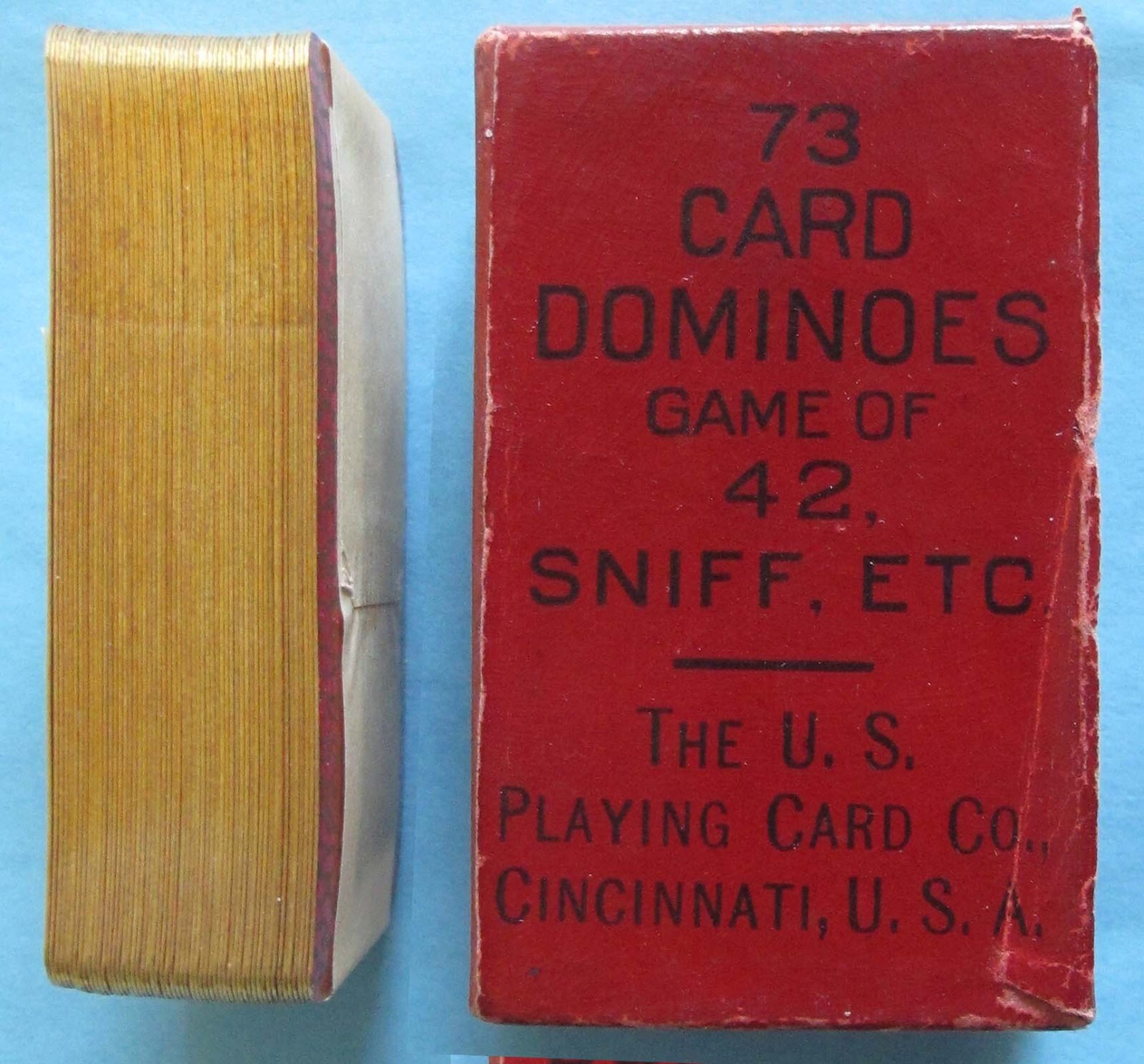1906 - 73 CARD DOMINOES GAME OF 42, SNIFF - BOXED - GILDED - US PLAYING ...