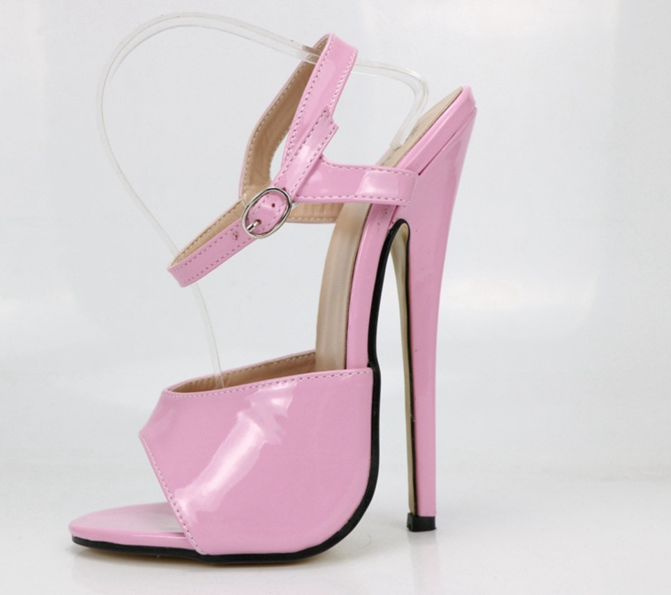 VERY HIGH HEEL stiletto sandals 7" 18cm fetish erotic extreme trans men ...