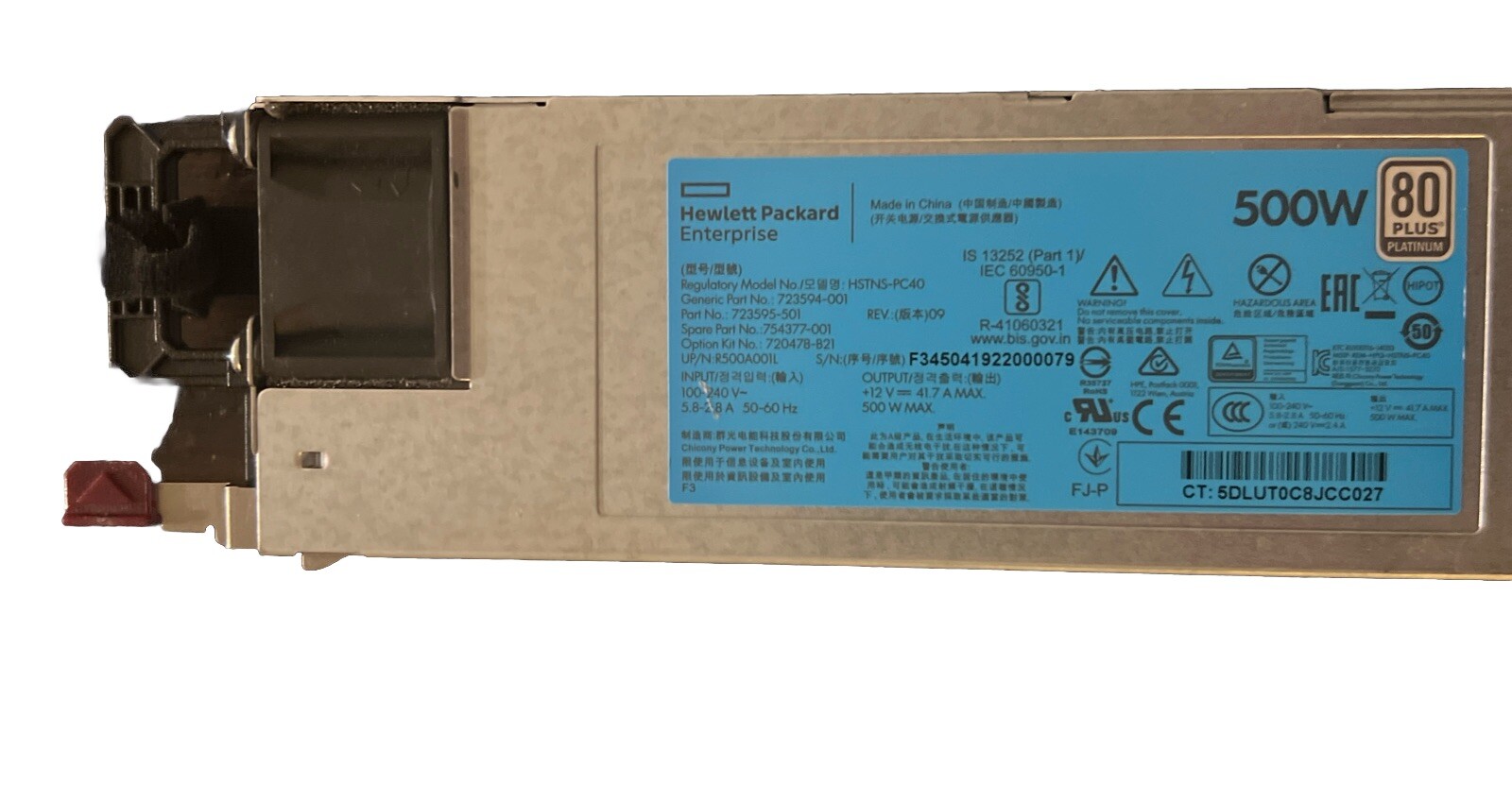 HP Gen9 500W Flex Slot Platinum Hot-Plug PSU Kit 720478-B21 754377-001 ...