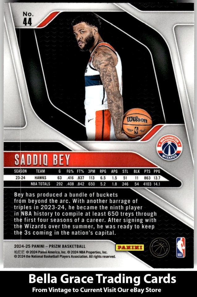 2024-25 Panini Prizm #44 Saddiq Bey Washington Wizards | eBay