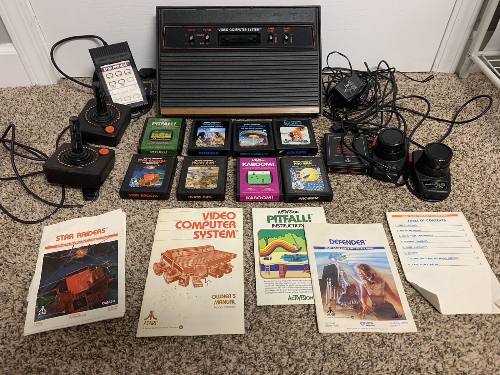 Vintage Atari Console CX2600A With Controllers And Games (untested) | eBay