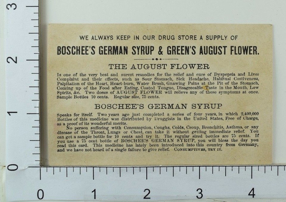 J.D Ross Drugs Boschee's German Syrup Green's August Flower Floral ...